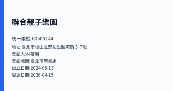 聯合親子樂園的照片-統編 00505244(臺北市) 公司登記資料與營業項目詳細圖表