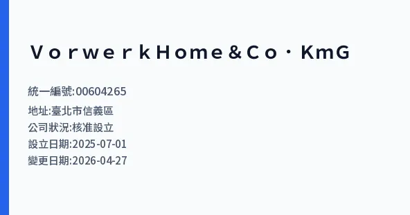 Vorwerk Home & Co. KmG的照片-統編 00604265(臺北市) 公司登記資料與營業項目詳細圖表