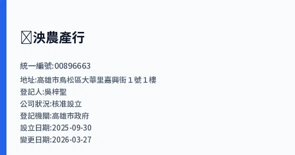 莀泱農產行的照片-統編 00896663(高雄市) 公司登記資料與營業項目詳細圖表