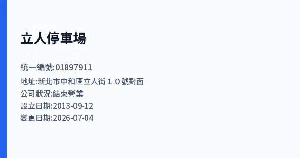 立人停車場的照片-統編 01897911(新北市) 公司登記資料與營業項目詳細圖表
