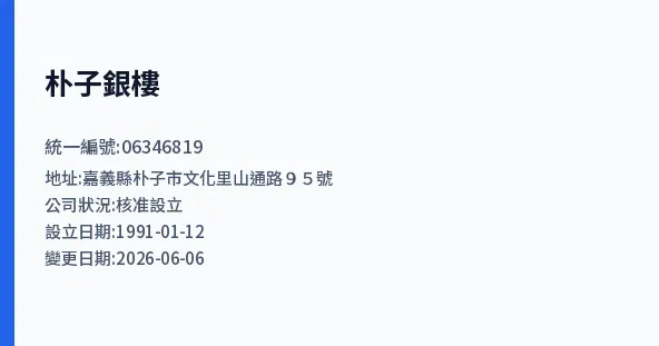 朴子銀樓的照片-統編 06346819(嘉義縣) 公司登記資料與營業項目詳細圖表