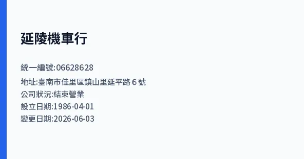 延陵機車行的照片-統編 06628628(臺南市) 公司登記資料與營業項目詳細圖表