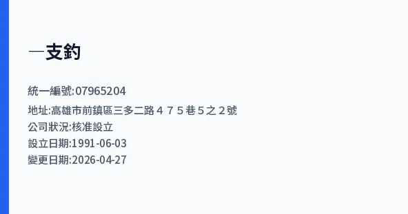 ―支釣的照片-統編 07965204(高雄市) 公司登記資料與營業項目詳細圖表