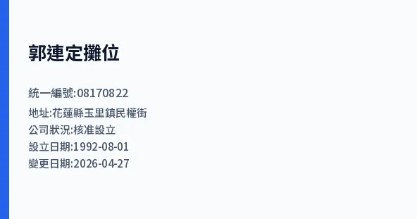 郭連定攤位的照片-統編 08170822(花蓮縣) 公司登記資料與營業項目詳細圖表
