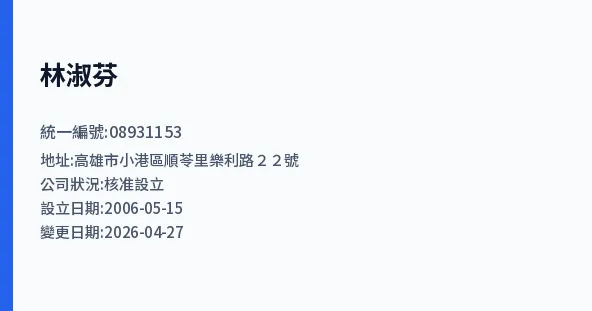 林淑芬的照片-統編 08931153(高雄市) 公司登記資料與營業項目詳細圖表