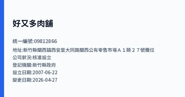 好又多肉舖的照片-統編 09812866(新竹縣) 公司登記資料與營業項目詳細圖表