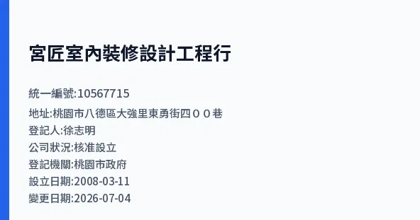 宮匠室內裝修設計工程行的照片-統編 10567715(桃園市) 公司登記資料與營業項目詳細圖表
