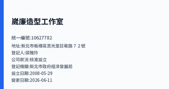 崴廉造型工作室的照片-統編 10627782(新北市) 公司登記資料與營業項目詳細圖表