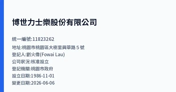 博世力士樂股份有限公司的照片-統編 11823262(桃園市) 公司登記資料與營業項目詳細圖表