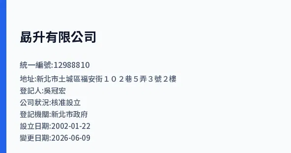 勗升有限公司的照片-統編 12988810(新北市) 公司登記資料與營業項目詳細圖表
