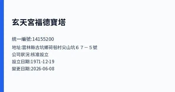 玄天宮福德寶塔的照片-統編 14155200(雲林縣) 公司登記資料與營業項目詳細圖表
