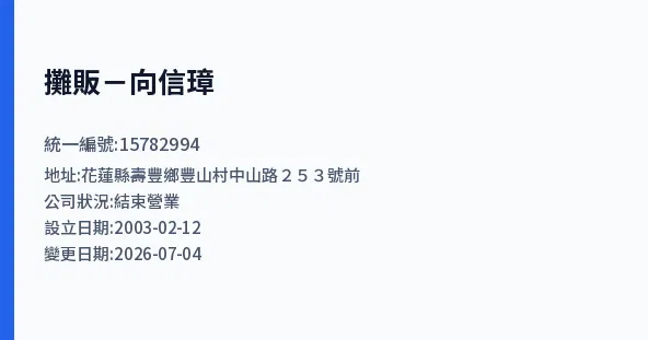 攤販-向信璋的照片-統編 15782994(花蓮縣) 公司登記資料與營業項目詳細圖表