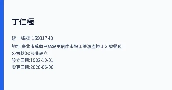 丁仁極的照片-統編 15931740(臺北市) 公司登記資料與營業項目詳細圖表