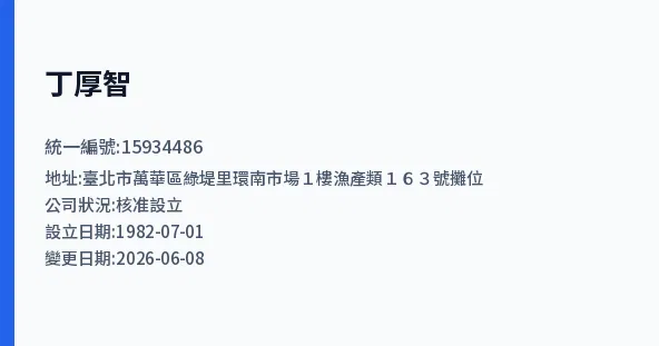 丁厚智的照片-統編 15934486(臺北市) 公司登記資料與營業項目詳細圖表