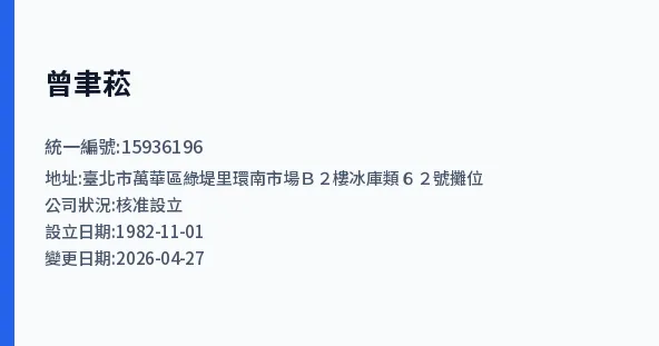 曾聿菘的照片-統編 15936196(臺北市) 公司登記資料與營業項目詳細圖表