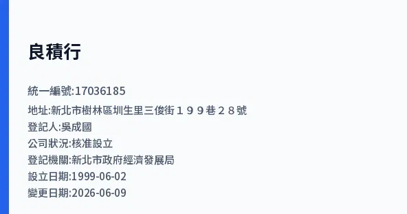 良積行的照片-統編 17036185(新北市) 公司登記資料與營業項目詳細圖表