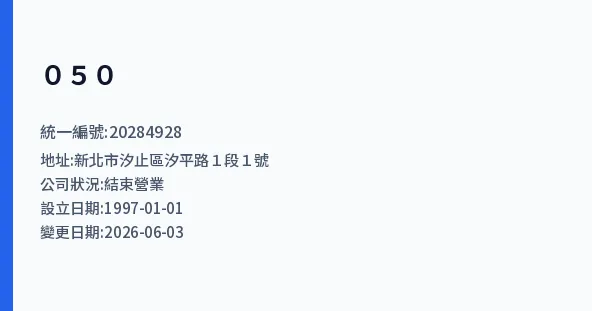 050的照片-統編 20284928(新北市) 公司登記資料與營業項目詳細圖表