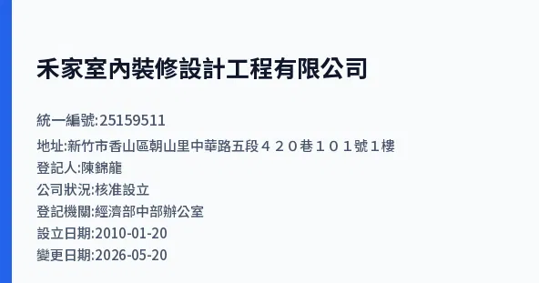 禾家室內裝修設計工程有限公司的照片-統編 25159511(新竹市) 公司登記資料與營業項目詳細圖表