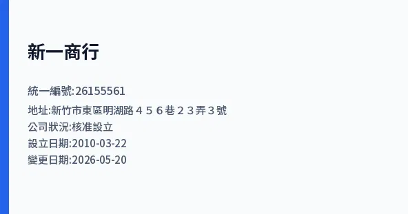 新一商行的照片-統編 26155561(新竹市) 公司登記資料與營業項目詳細圖表