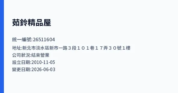 茹鈴精品屋的照片-統編 26511604(新北市) 公司登記資料與營業項目詳細圖表