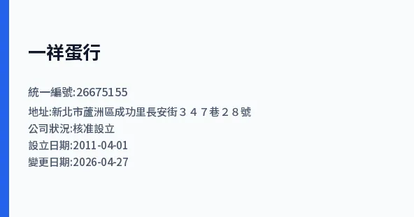 一祥蛋行的照片-統編 26675155(新北市) 公司登記資料與營業項目詳細圖表