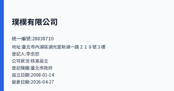 璞樸有限公司的照片-統編 28838710(臺北市) 公司登記資料與營業項目詳細圖表