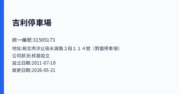 吉利停車場的照片-統編 31505173(新北市) 公司登記資料與營業項目詳細圖表