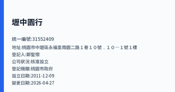 壢中園行的照片-統編 31552409(桃園市) 公司登記資料與營業項目詳細圖表