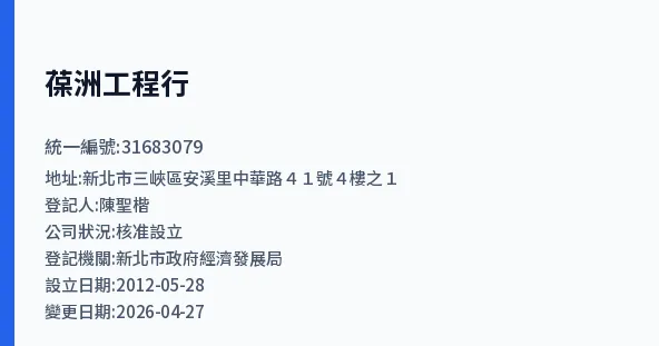 葆洲工程行的照片-統編 31683079(新北市) 公司登記資料與營業項目詳細圖表