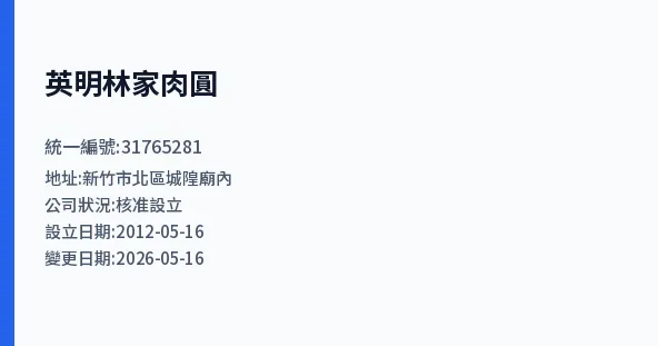 英明林家肉圓的照片-統編 31765281(新竹市) 公司登記資料與營業項目詳細圖表