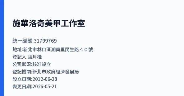 施華洛奇美甲工作室的照片-統編 31799769(新北市) 公司登記資料與營業項目詳細圖表
