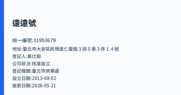 遠遠號的照片-統編 31953679(臺北市) 公司登記資料與營業項目詳細圖表