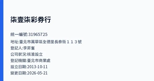 柒壹柒彩券行的照片-統編 31965725(臺北市) 公司登記資料與營業項目詳細圖表