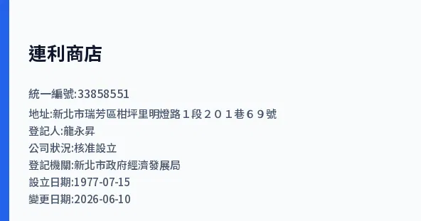 連利商店的照片-統編 33858551(新北市) 公司登記資料與營業項目詳細圖表
