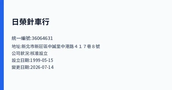 日榮針車行的照片-統編 36064631 公司登記資料與營業項目詳細圖表