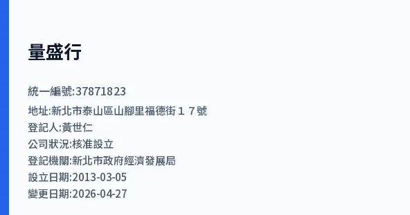 量盛行的照片-統編 37871823(新北市) 公司登記資料與營業項目詳細圖表