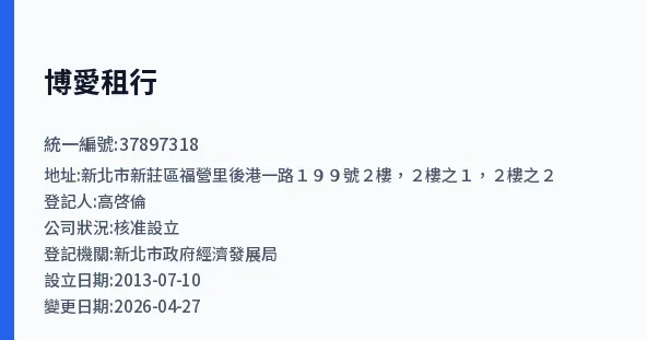 博愛租行的照片-統編 37897318(新北市) 公司登記資料與營業項目詳細圖表