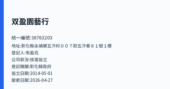 双盈園藝行的照片-統編 38763203(彰化縣) 公司登記資料與營業項目詳細圖表
