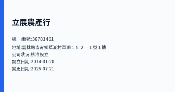立展農產行的照片-統編 38781461 公司登記資料與營業項目詳細圖表