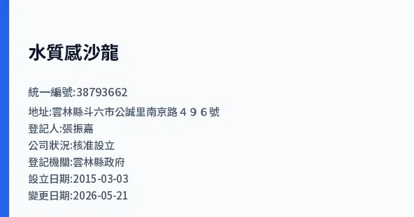 水質感沙龍的照片-統編 38793662(雲林縣) 公司登記資料與營業項目詳細圖表