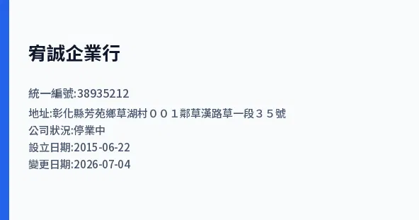 宥誠企業行的照片-統編 38935212(彰化縣) 公司登記資料與營業項目詳細圖表