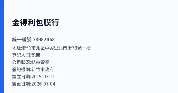 金得利包膜行的照片-統編 38982468(新竹市) 公司登記資料與營業項目詳細圖表