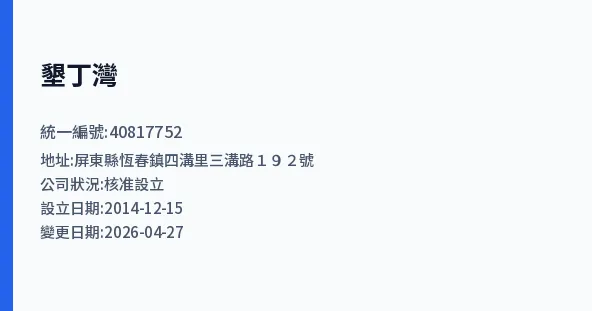 墾丁灣的照片-統編 40817752(屏東縣) 公司登記資料與營業項目詳細圖表