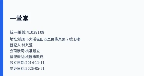 一萱堂的照片-統編 41038108(桃園市) 公司登記資料與營業項目詳細圖表