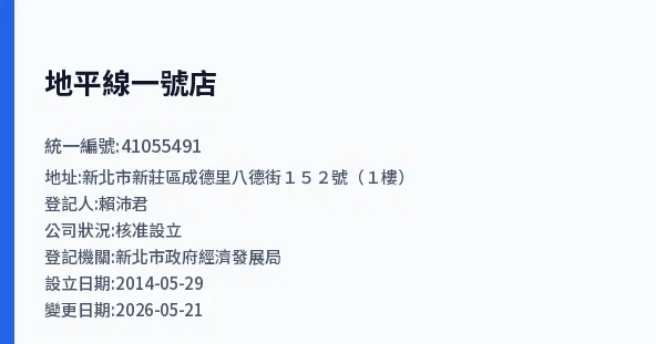 地平線一號店的照片-統編 41055491(新北市) 公司登記資料與營業項目詳細圖表