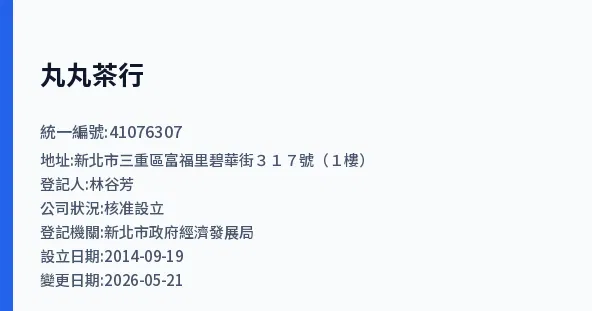 丸丸茶行的照片-統編 41076307(新北市) 公司登記資料與營業項目詳細圖表