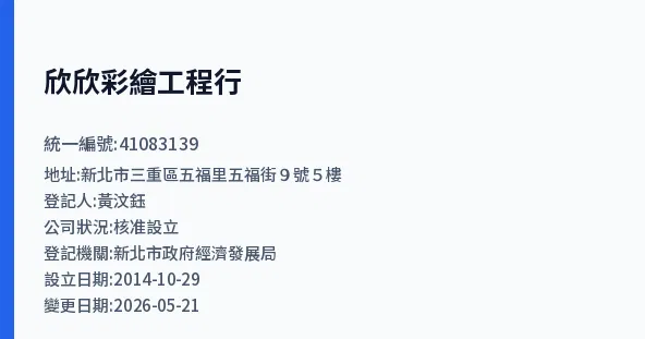 欣欣彩繪工程行的照片-統編 41083139(新北市) 公司登記資料與營業項目詳細圖表