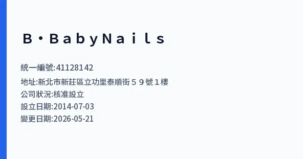 B‧Baby Nails的照片-統編 41128142(新北市) 公司登記資料與營業項目詳細圖表
