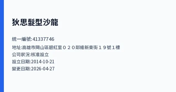 狄思髮型沙龍的照片-統編 41337746(高雄市) 公司登記資料與營業項目詳細圖表