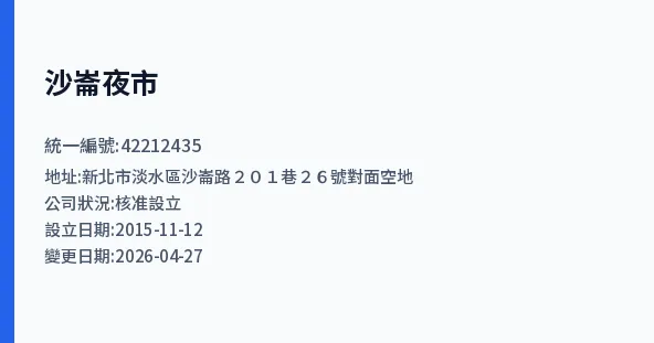 沙崙夜市的照片-統編 42212435(新北市) 公司登記資料與營業項目詳細圖表